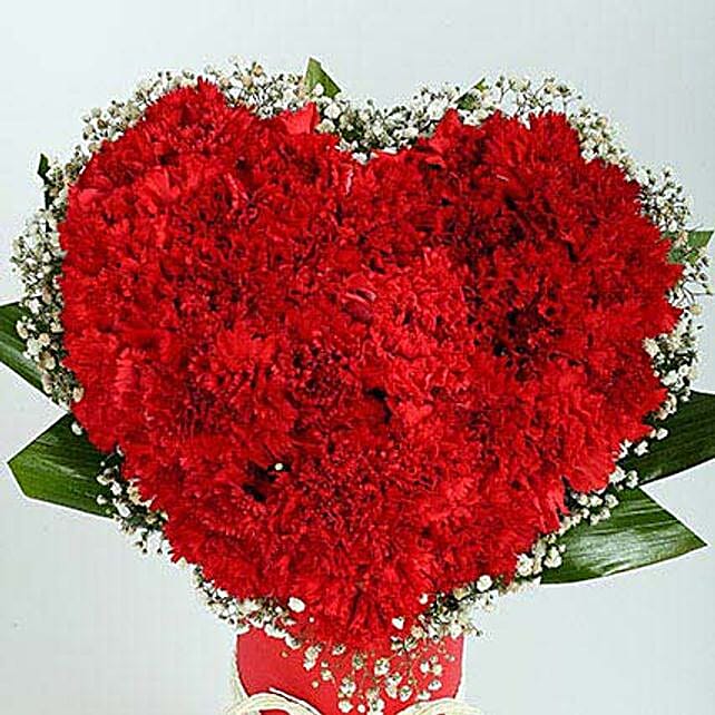 Red Carnation Heart Arrangement | Gift Heart Shape Rose Arrangement ...