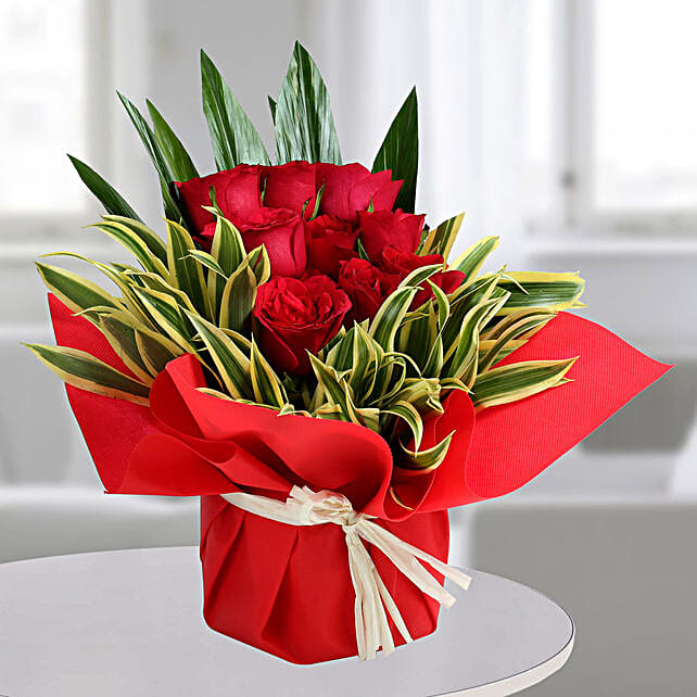 9 Red Roses Arrangement | Gift Elegant Red Arrangement - Ferns N Petals
