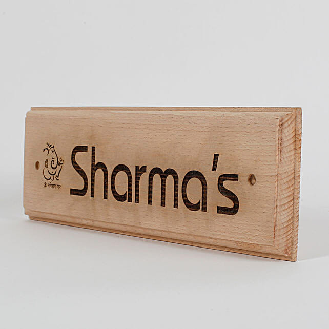 Engraved Wooden Name Plate- 1 | Gift Last name engraved plaque - Ferns ...