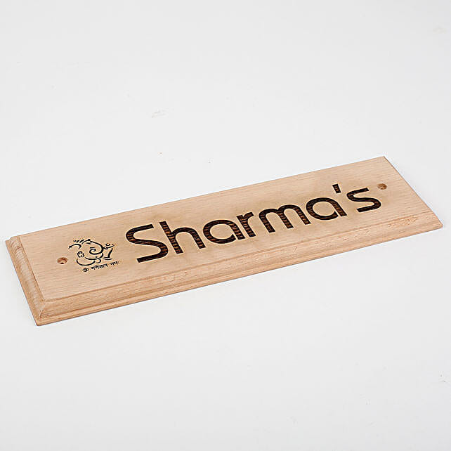 Engraved Wooden Name Plate- 1 | Gift Last name engraved plaque - Ferns ...