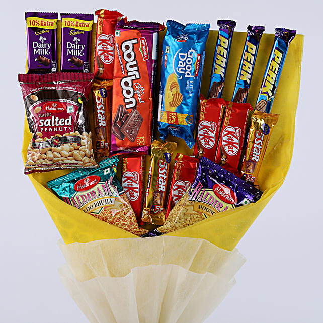 Mix Snacks Bouquet | Gift Chocolate and Chip Bouquet chocolates - Ferns ...